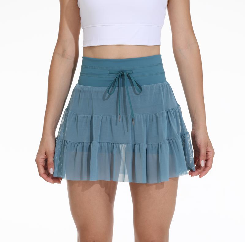 2025 Women Sport Skirt Cute Summer Elastic 2 in 1 Skorts Drawstring ...