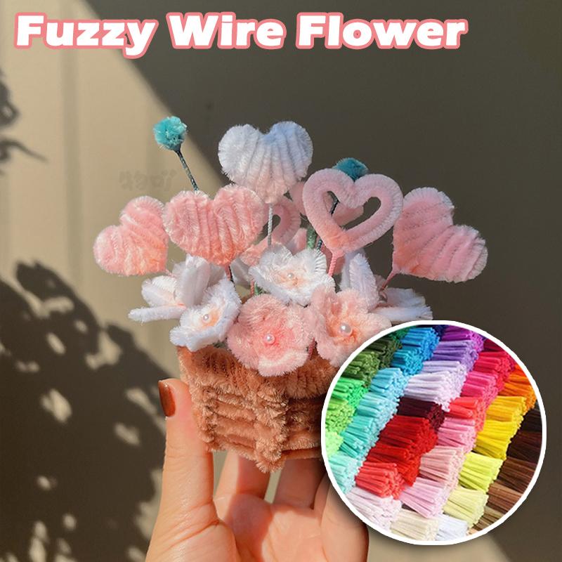 100pcs Colorful Fuzzy Wire Flower Bouquet Pipe Cleaner Craft - TikTok ...