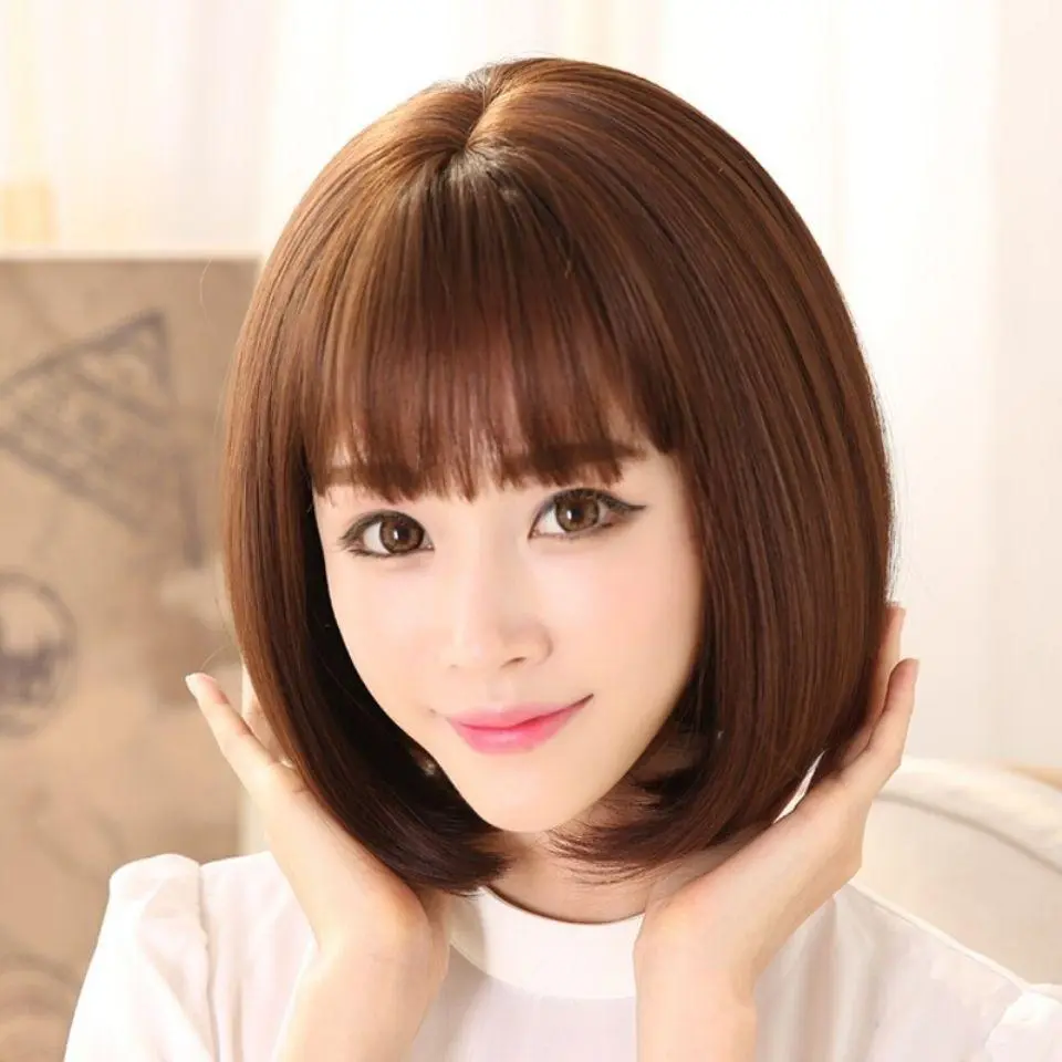Wig for Women, Wig Female Air Bang Wig Wave Short Hair Fashion Girl ...