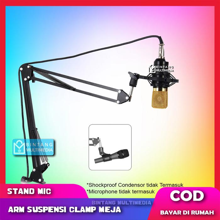 Promo Arm Stand Mic Suspensi Jepit Meja Lazypod Mikrofon Penyangga ...
