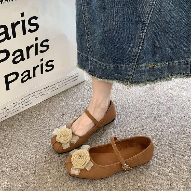 French Style Flat New Chinese Style Flower One-Strap Round Toe - TikTok ...