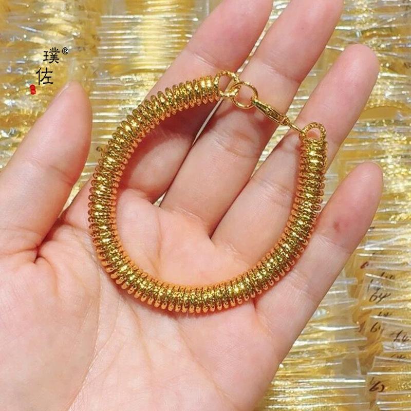 Pu Zuo Gold Store Same Style 24K Bright Gold Spring Cut Bracelet ...
