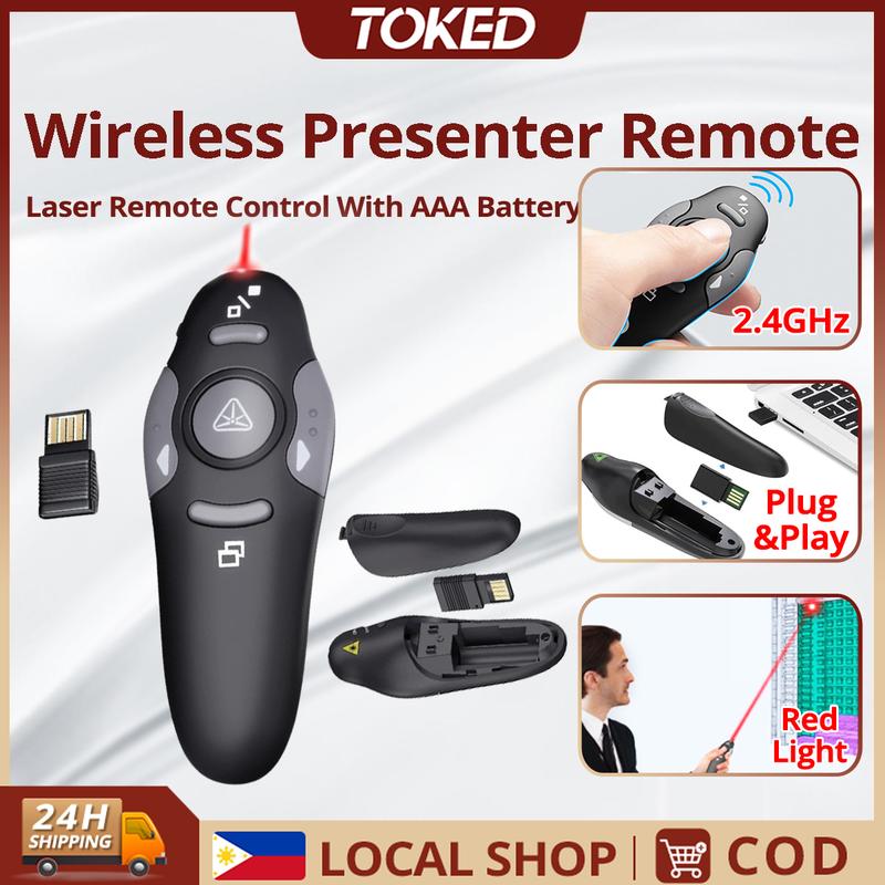 USB 2.4GHz Wireless PPT Clicker Presenter Pointer Clicker Laser ...