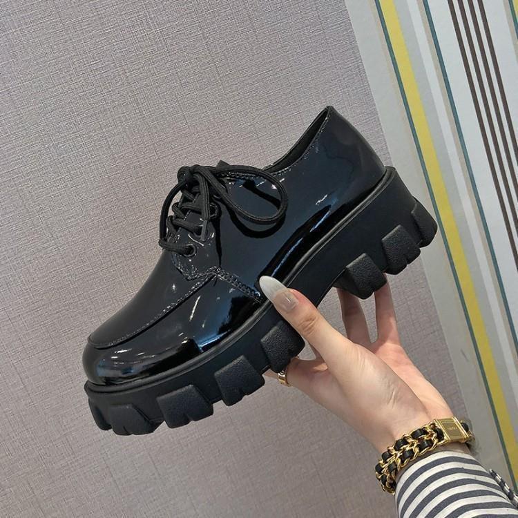 Muffin Platform Leather Shoes 2021 Spring/Summer New Single Layer ...