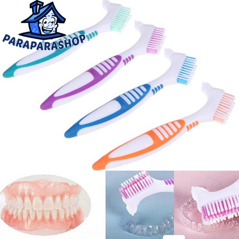 Denture Brush Dual Head Nonslip Plastic False Teeth Brush Denture ...