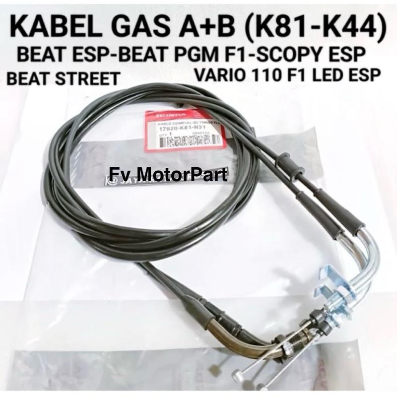 KABEL GAS ONLY ( K44 / K81 ) A + B ATAS BAWAH BEAT PGM F1 BEAT - Shop | Tokopedia