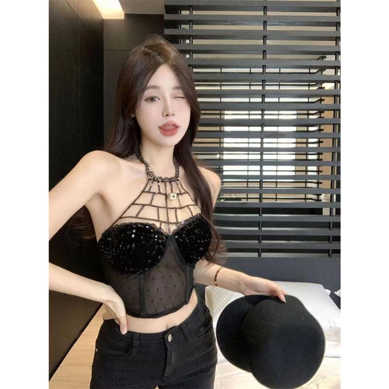 Bra Seksi Tali Spageti, Gaya Comel dan Seksi, Pakaian Luar, Hitam, - TikTok Shop Malaysia