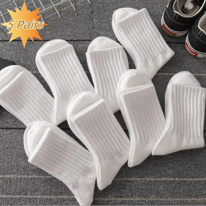 Abingo Unisex 5/10Pairs Long Tube Students Socks Black And White ...