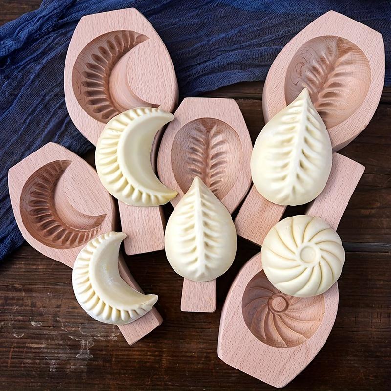 1 Set Artisan'S Delight Solid Wood Steamed Dumpling Molds - Willow Leaf ...