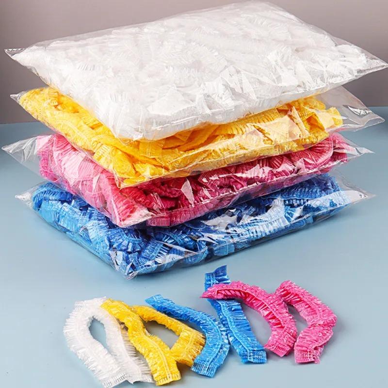 100pcs/set Disposable Shower Cap Dust-proof Waterproof Headgear ...