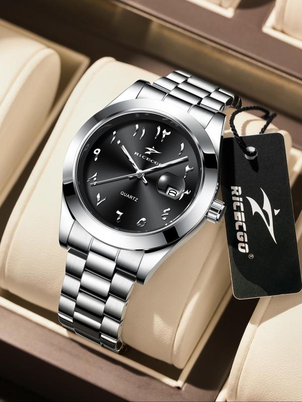 Men's Business Fashion Round Dial Stainless Steel Strap Quartz - TikTok ...