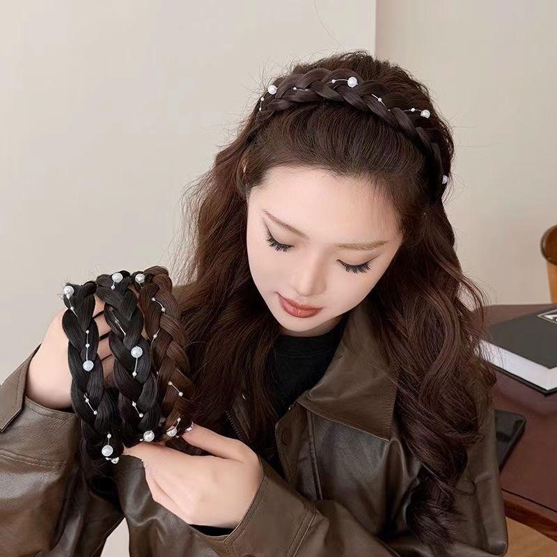 In Stock Pearl Braided Hairband for Women New Style Braided Hairband ...