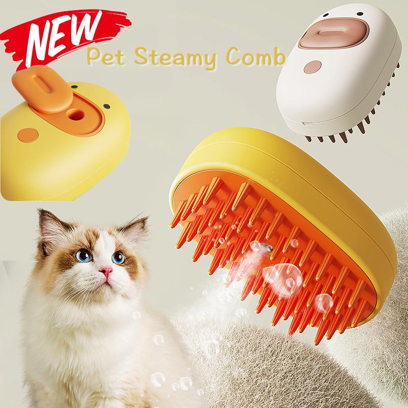 3 in 1 Cat Steam Brush Steamy Dog Brush Electric Spray Cat Hair ...