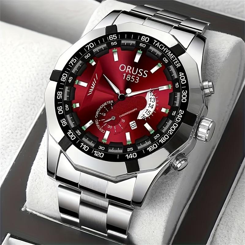 ORUSS Men's Stylish Business Watch - Large Red Dial with Black - TikTok ...