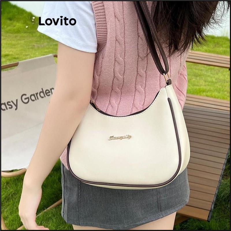 beg Ketiak Zip, Langsung, Gaya Preppy, Warna Blok Huruf, Serbaguna ...