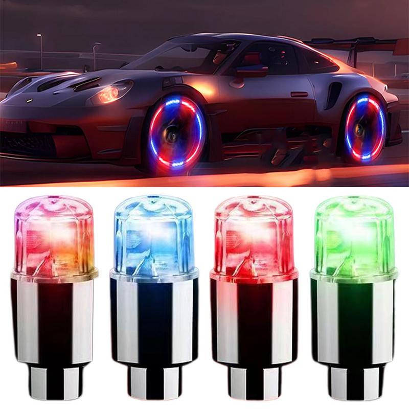 4 Pcs Colorful LED Wheel Valve Lights Motorcycle Car Wheel Tire ...