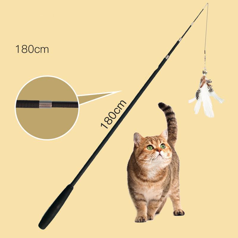 Cat teaser long rod retractable 1.8 meters interactive fishing - TikTok ...