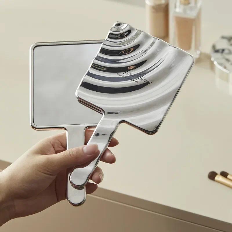 Electroplated Handheld Makeup Mirror Home Light Luxury Femal - TikTok ...