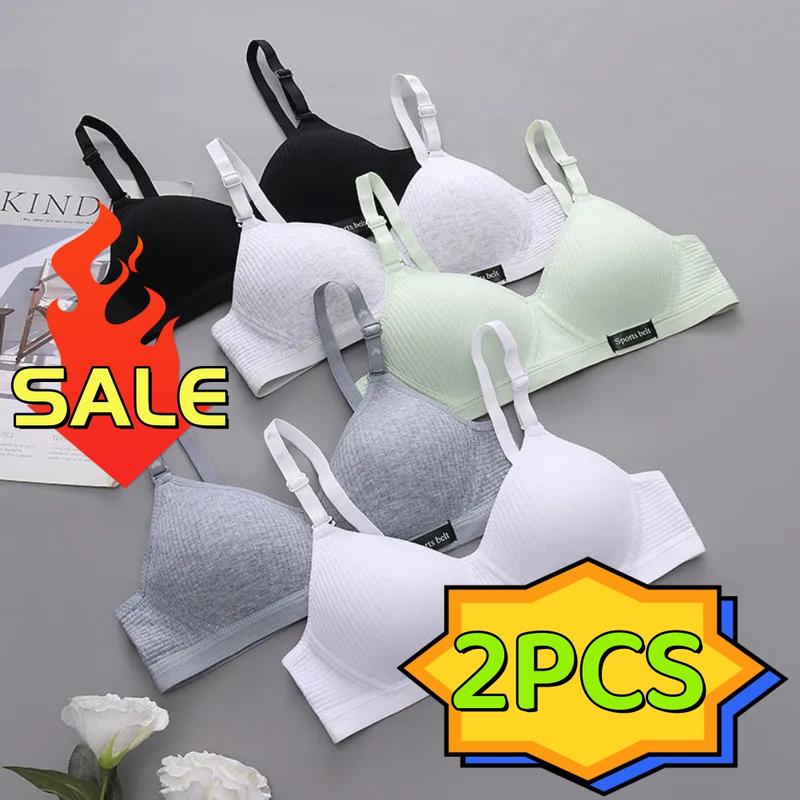 Bra Kapas Nipis, Set 2PCS, Tanpa Cincin Keluli, Berkumpul, Untuk ...