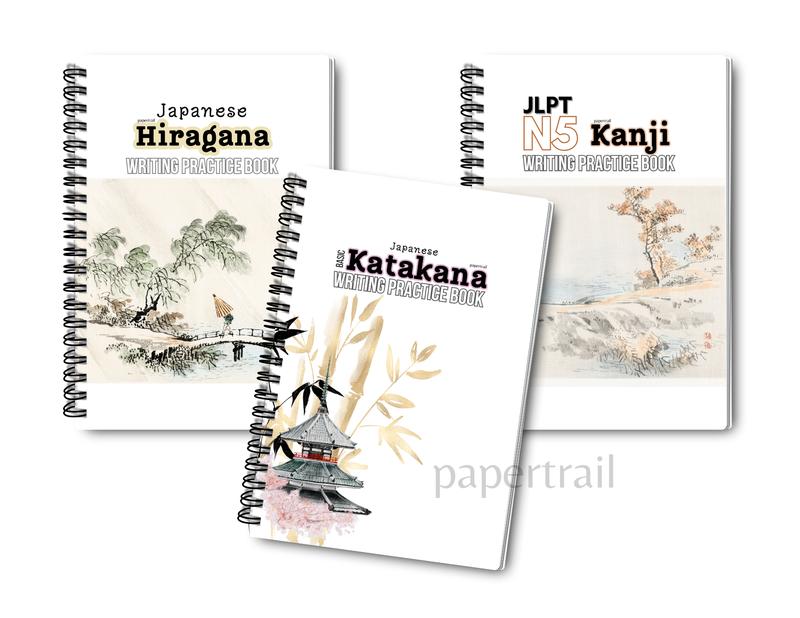 Japanese HIRAGANA Writing Practice Book / JLPT N5 KANJI Writing ...