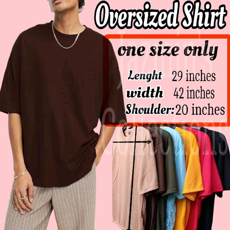 Oversized Shirt for Mens Cotton Casual Crew Neck Loose Menswear ...