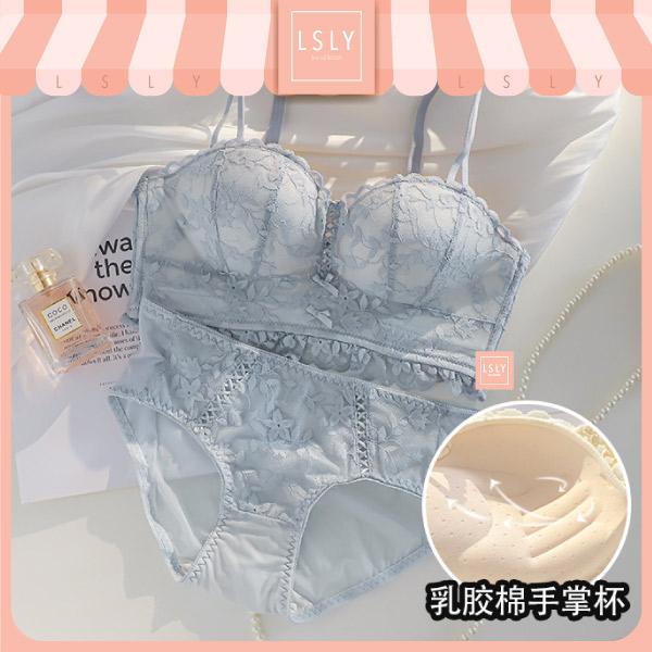 LSLY Push Up bra Lace Bra Set with Panty 34 36 38 AB Cup Removable ...