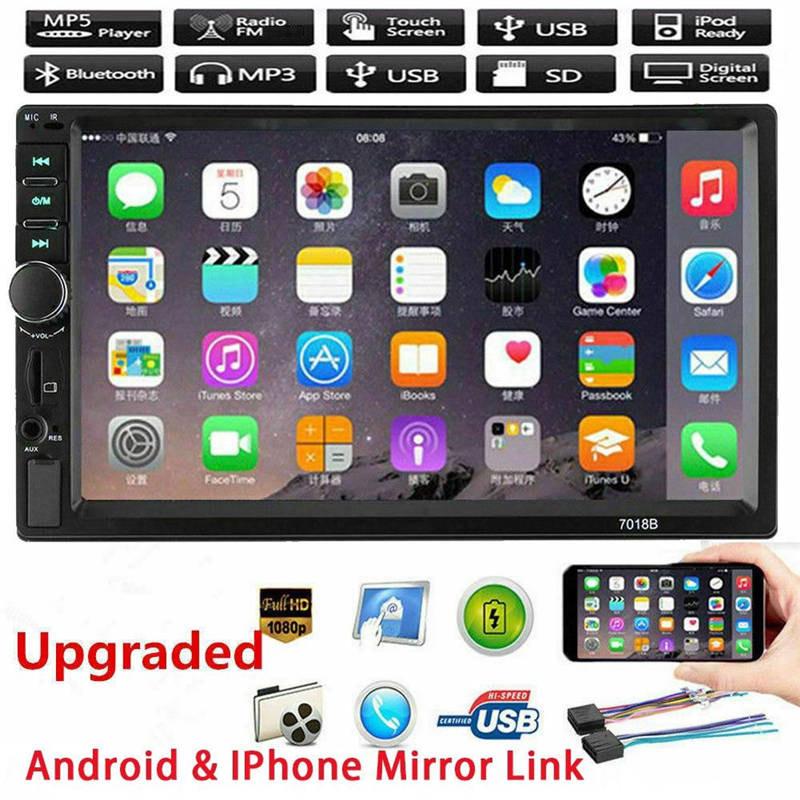 7018B 7 Double 2 Din Stereo Kereta Radio FM Skrin Sentuh Bluetooth ...