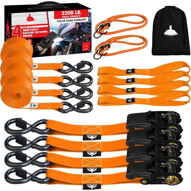 2200 LB Break Strength Ratchet Straps Heavy Duty 4 Pack -15 FT, Ratchet ...