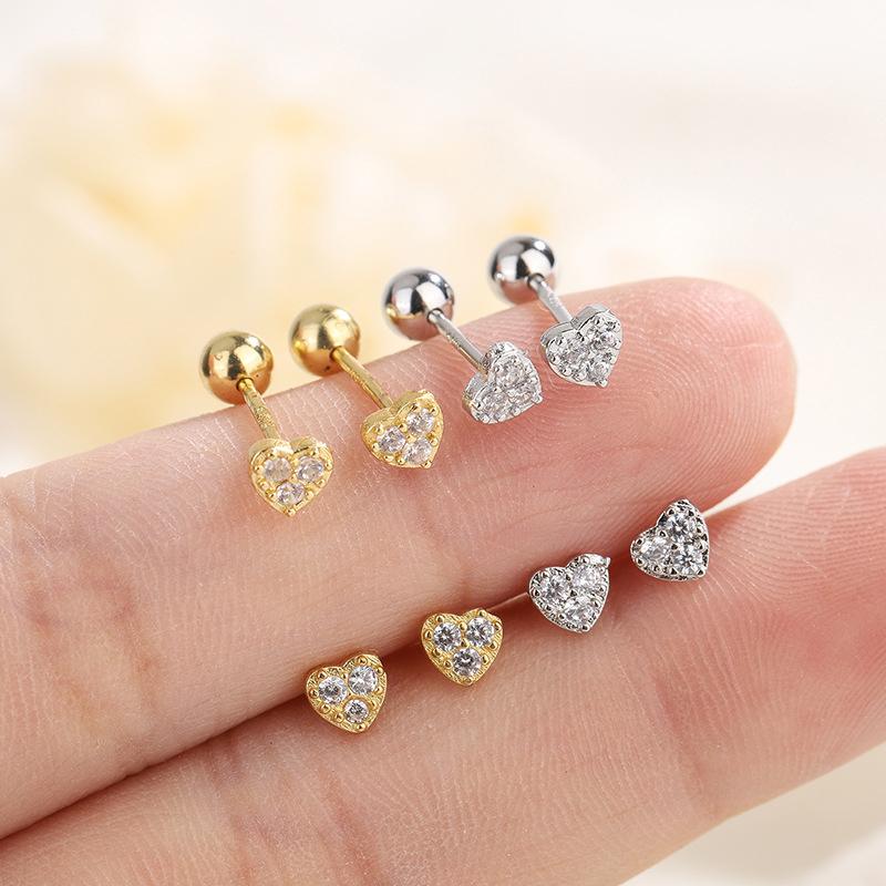 Anting-anting Stud Lingkaran Kuku Tulang Telinga Hati Mini, Untuk ...