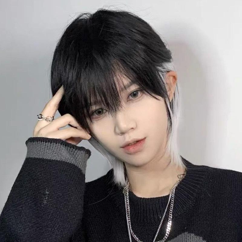 Wolf Tail Wig Men and Women, Synthetic Cosplay Anchovy Full Head ...