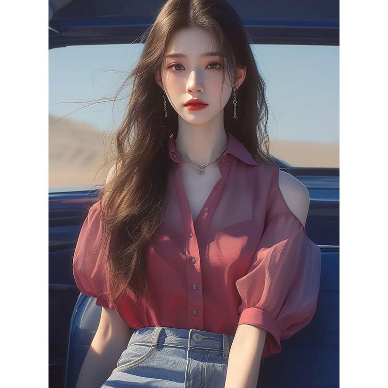 Baju Sifon Luar Bahu, Rekaan Niche Musim Panas, Gaya Perancis, - TikTok ...