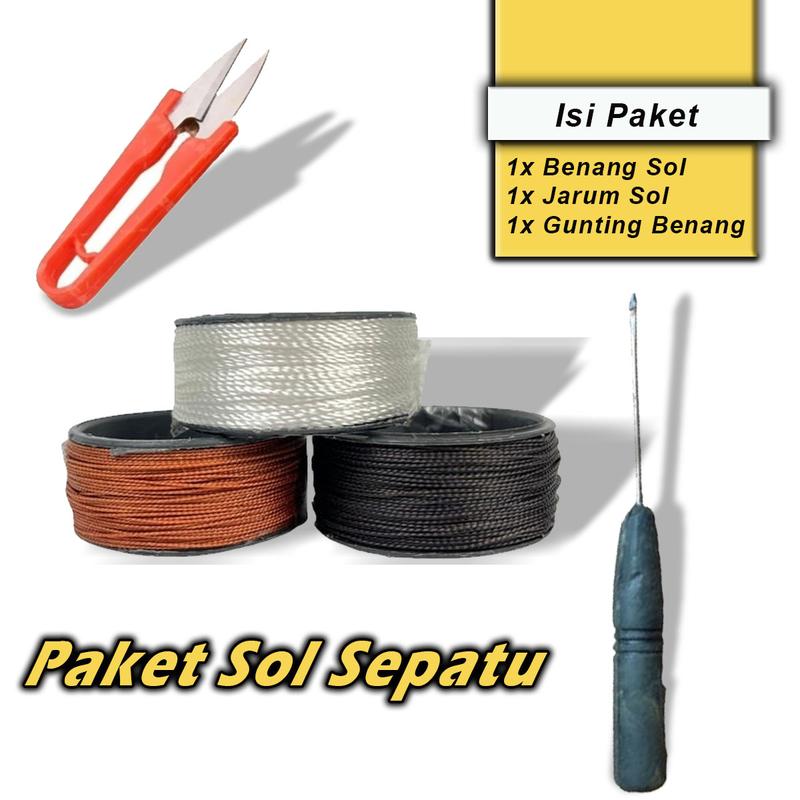 Paket Sol Sepatu, Benang Sol, Jarum Sol, Gunting Benang - Benang - Shop ...