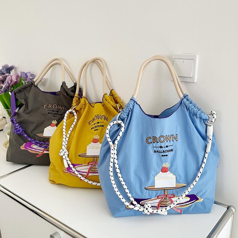 Beg Tangan Bersulam, untuk Wanita, Beg Tote Oxford, dengan Rantai ...