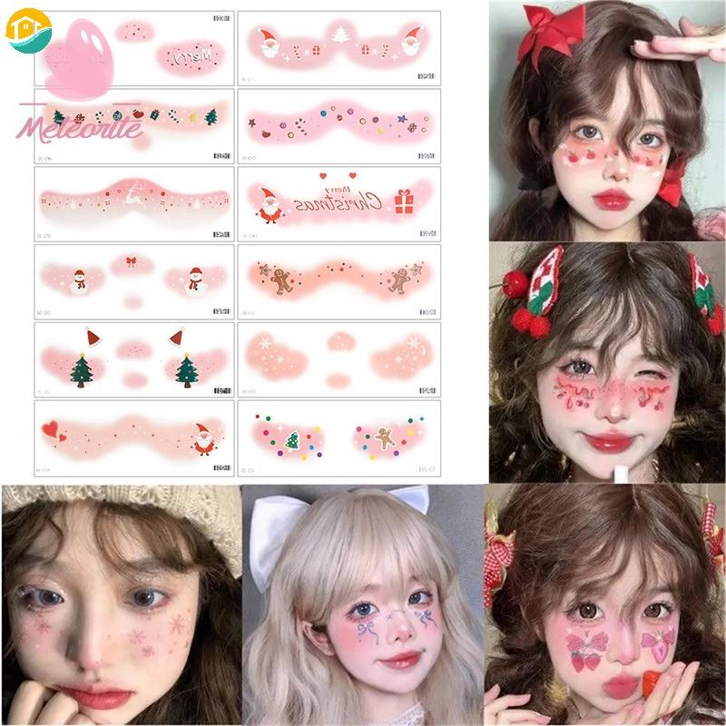 Christmas Theme Temporary Tattoo Sticker New Year Cute Face Stickers ...