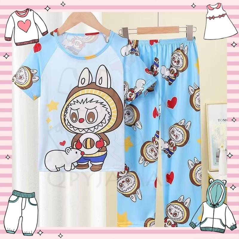 QPyjamas Famous Kids Cartoon Labubu Pyjamas Set Sleepwear Short ...