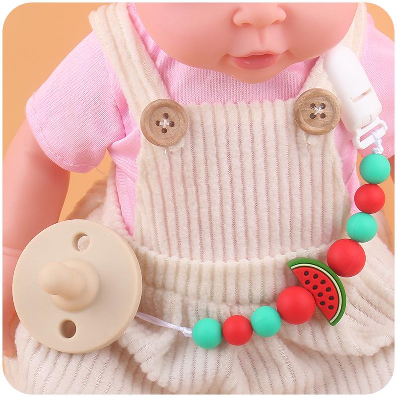 Cartoon Fruit Watermelon Silicone Teether Pendant Beaded Pacifier ...