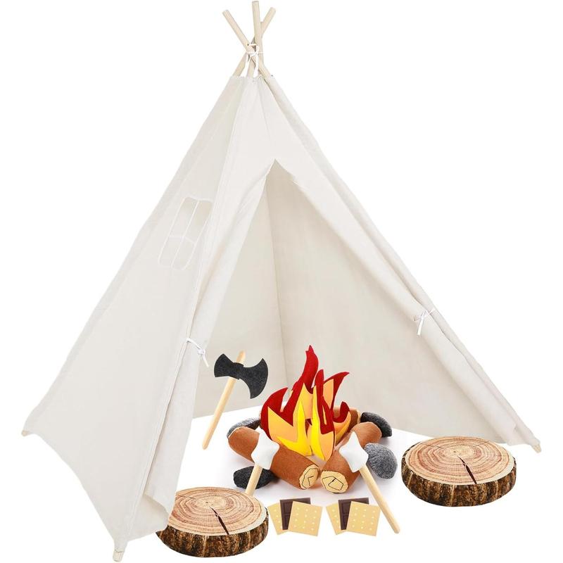 24 Pcs Pretend Camping Play Set with Teepee Tent Fake Campfire - TikTok Shop
