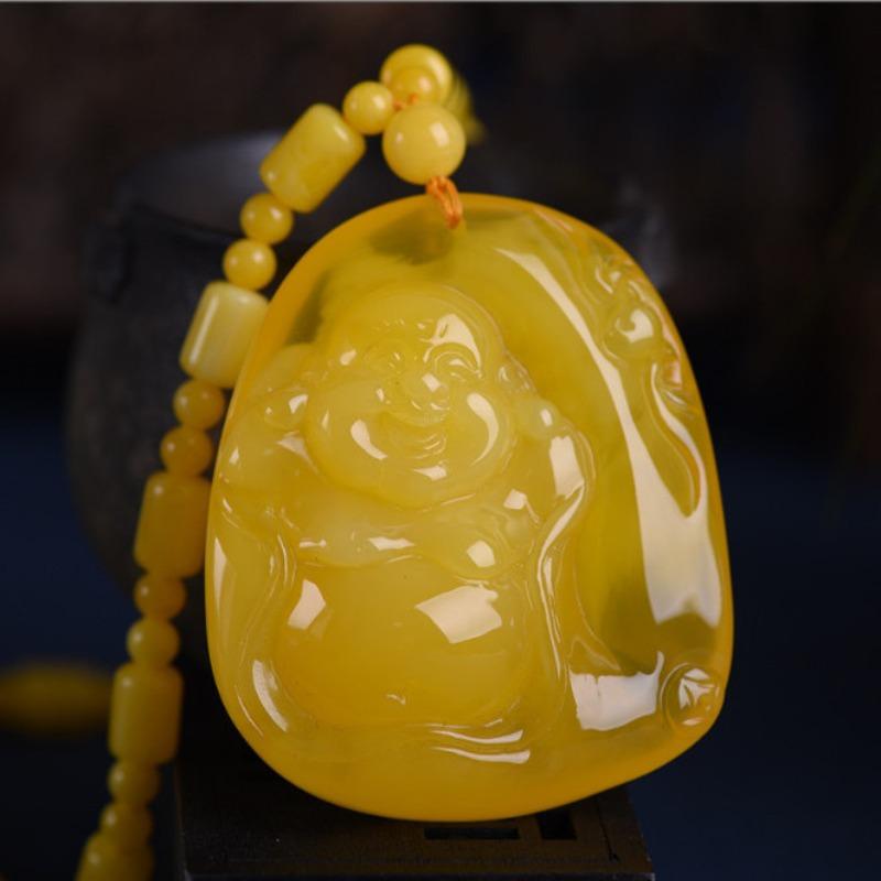 Amber Beeswax Rough Stone Carving Big-bellied Maitreya Buddh - TikTok ...
