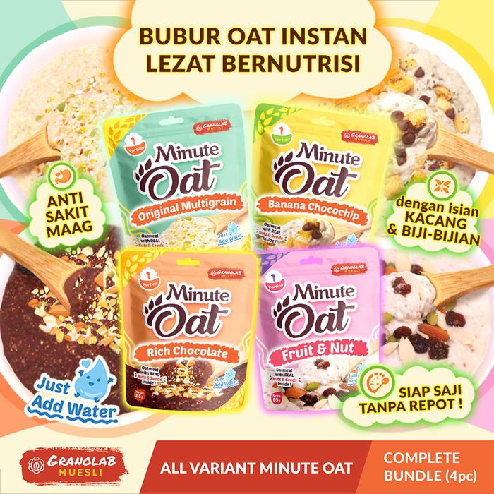 Promo MINUTE OAT Mix All Variant 4pcs x 65gr - Meal Replacement Instant ...
