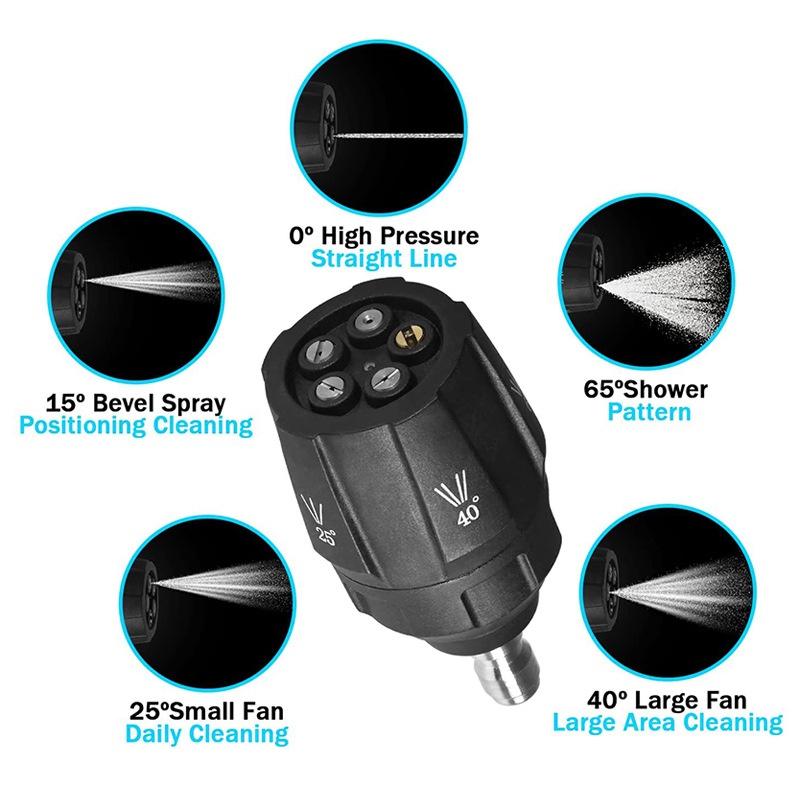5 in 1 Spin Turbo Adjustable Nozzle Head Rinse Head Quick Insert Car ...