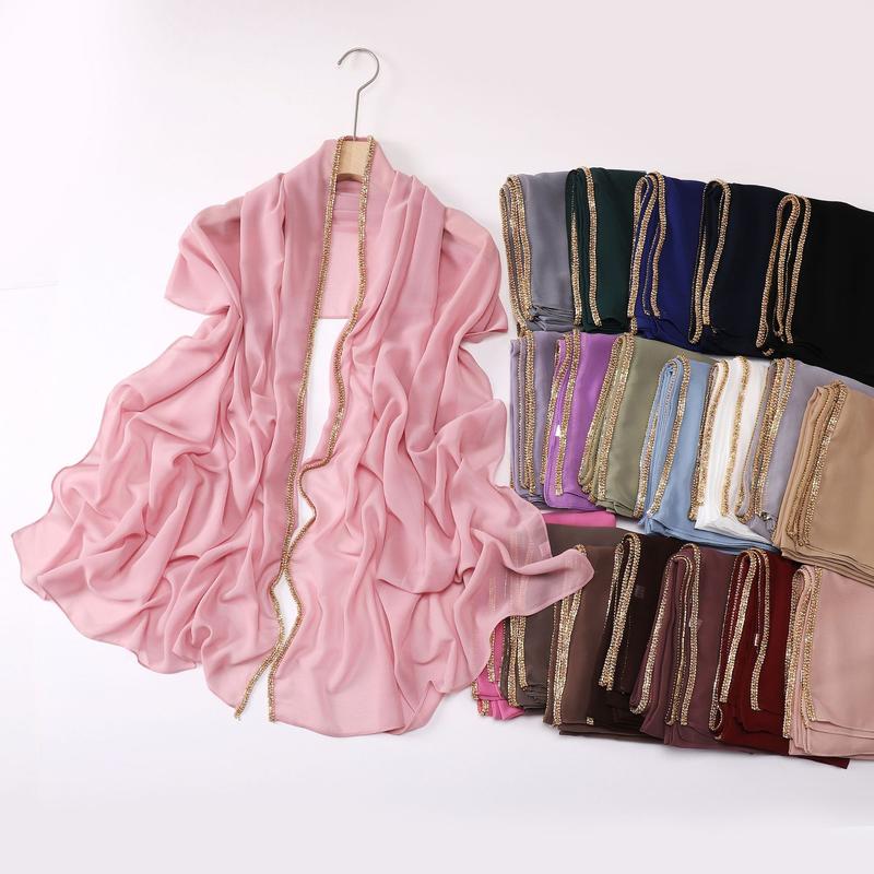 High Gloss Diamond Chiffon Scarf Shawl Headscarf selendang bahu ...