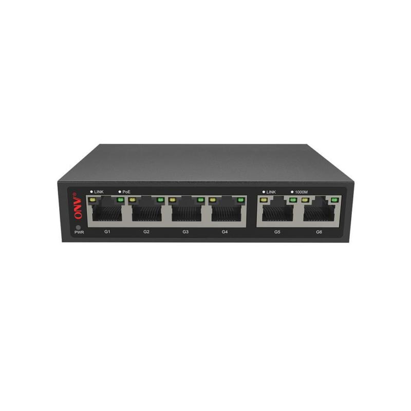 65W 6 Ports PoE Switch 4x10/100/1000Mbps Gigabit PoE Port 2 Gigabit ...