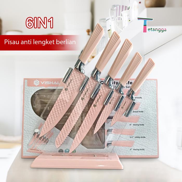 Promo 6 Pcs Pisau Set Paling Tajam Cookware Kitchen Knife Set Diamond ...