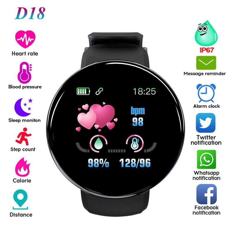 New D18 SmartWatch Waterproof Women Smart Watch Sport Fitnes - TikTok ...