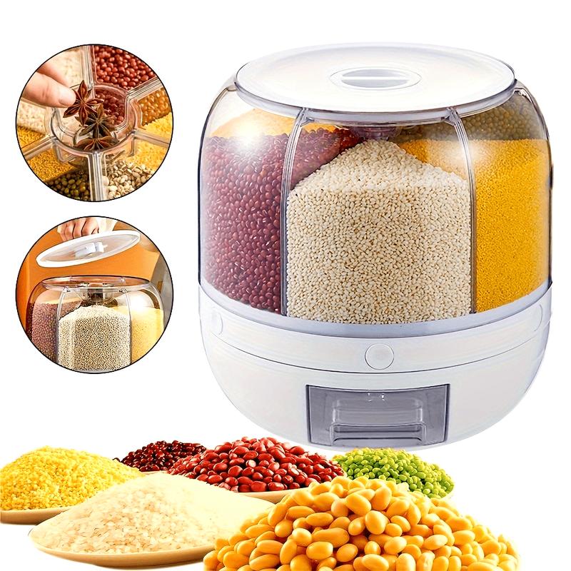 1 Classic Rotating Rice Dispenser, Large Capacity Plastic Grain ...