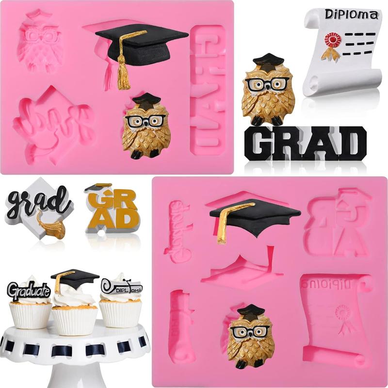 Graduation Molds , Graduation Fondant Molds With Owl Grad Cap Diploma ...