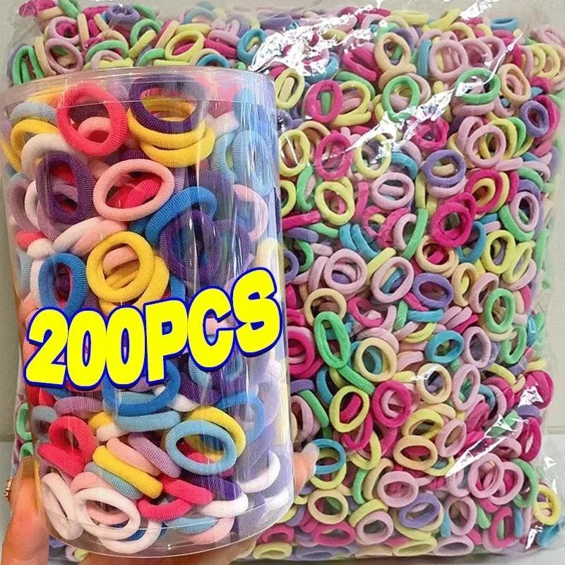 50/100/200Pcs Colorful Basic Nylon Ealstic Hair Ties for Girls - TikTok ...