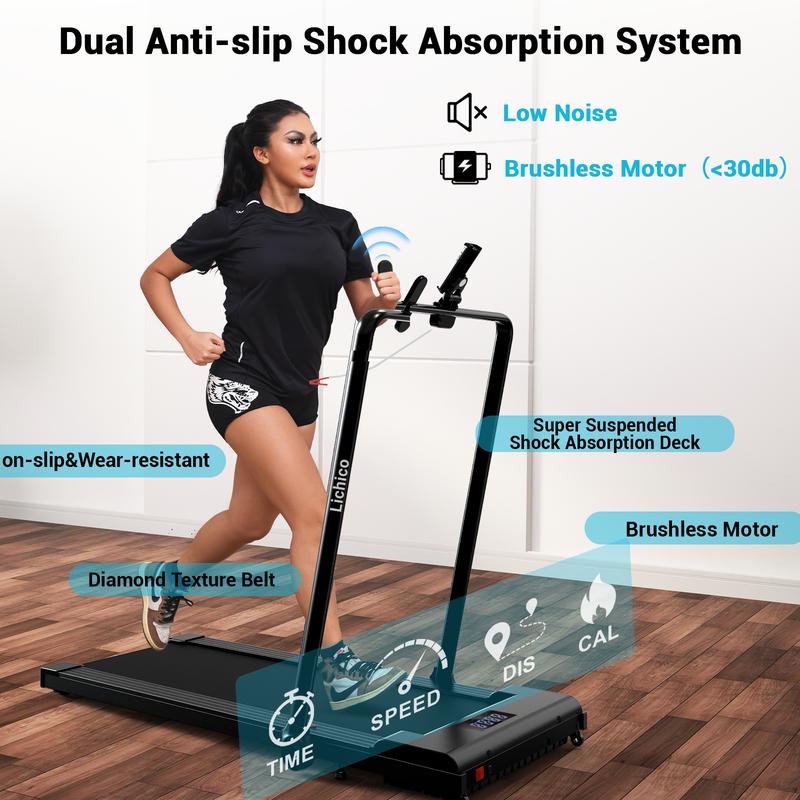 LICHICO/YRUN 2-in-1 Electric Folding Treadmill with Flat/Incline ...