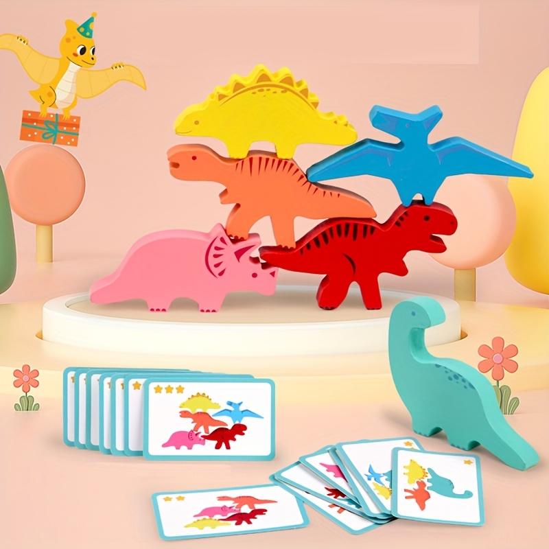 Recycle Wood Dinosaur Stacking Balance Game Toys-Colorful Dinosaur ...