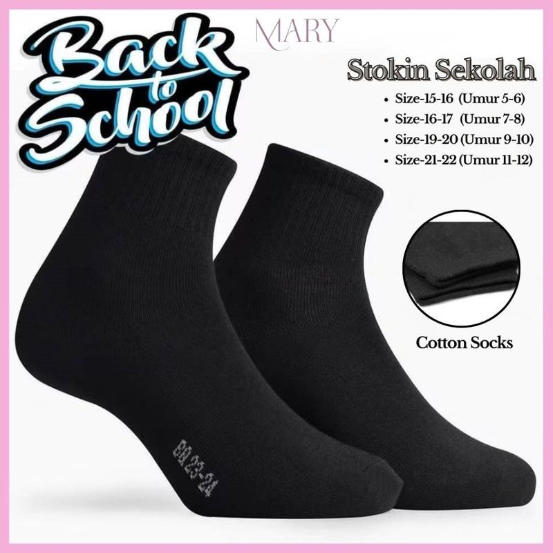 [MARY]Stoking Sekolah Hitam Stokin Hitam Cotton Black Sock Stokin ...